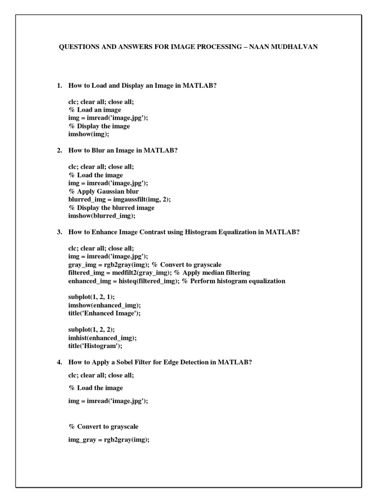 Questions And Answers For Image Processing Pdf Artificial Neural Network Signal Processing
