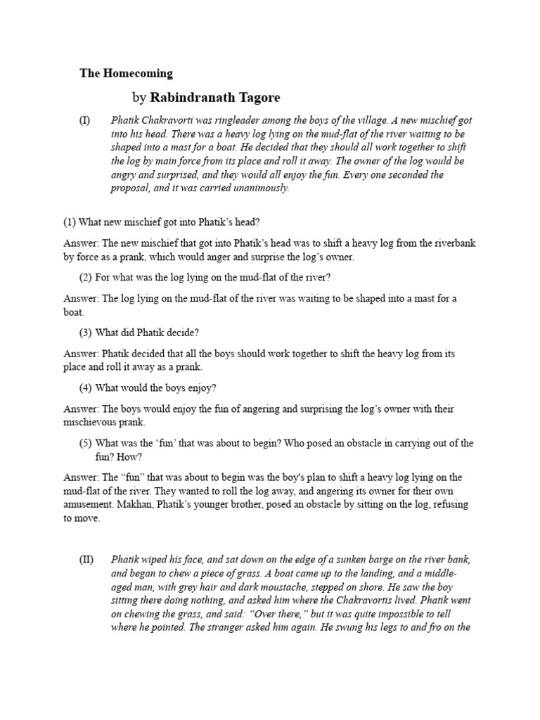 The Homecoming - RTC | PDF