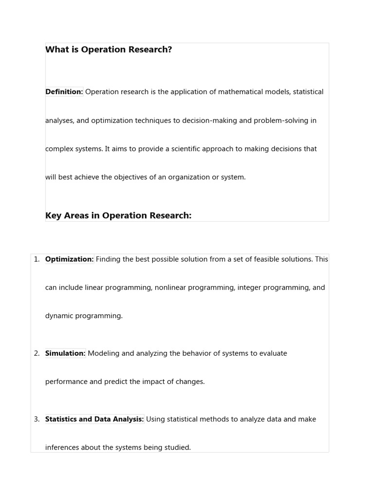 What Is Operation Research | PDF | Mathematical Optimization ...