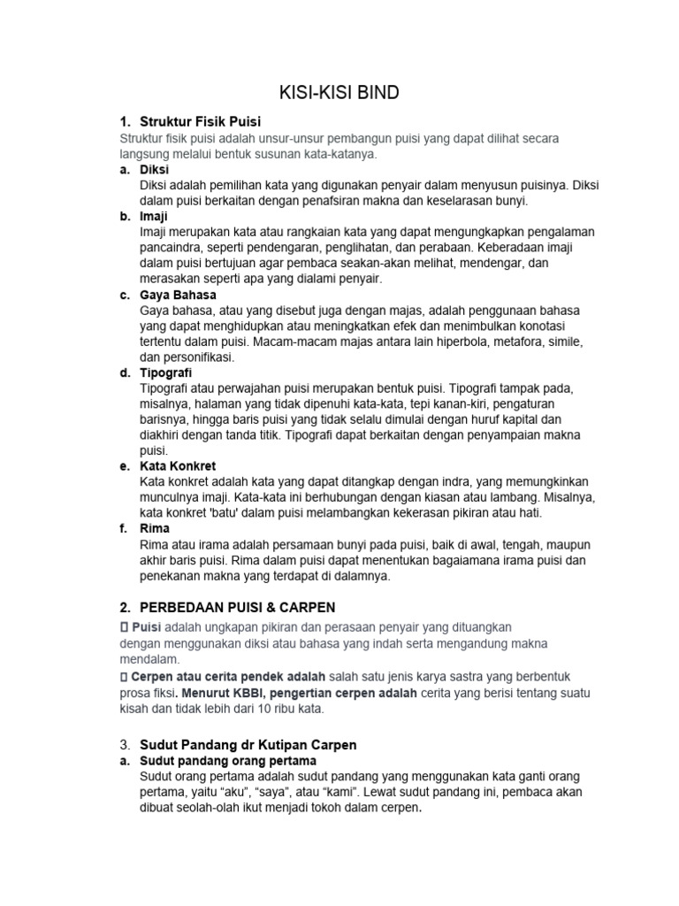 Kisi Kisi Bind 2024 | PDF
