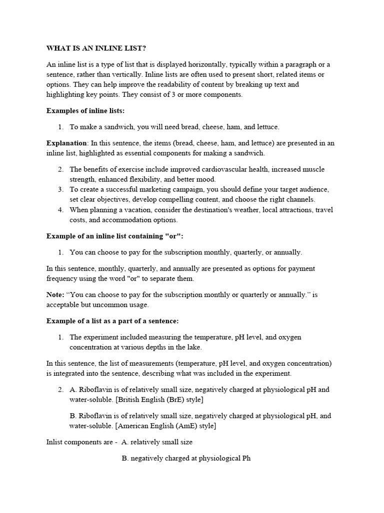 Inline List | PDF | Comma | Anatomical Terms Of Motion