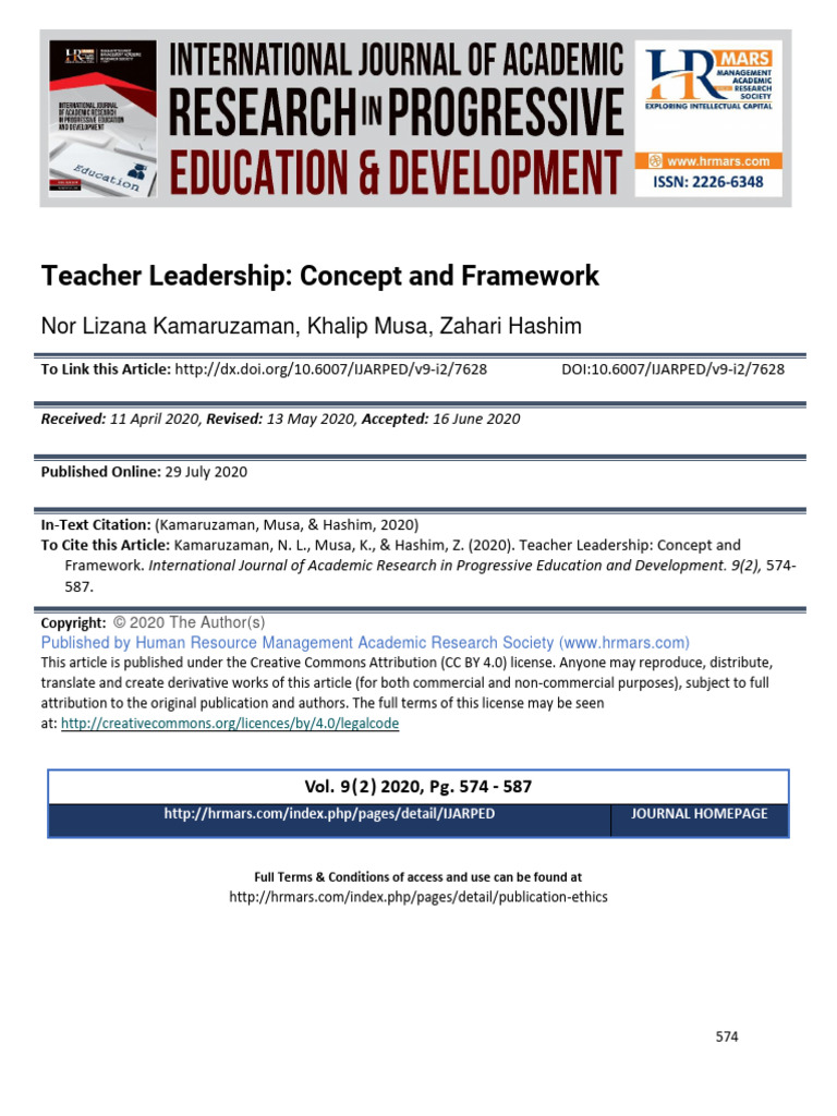 Teacher Leadership Concept And Framework Download Free Pdf