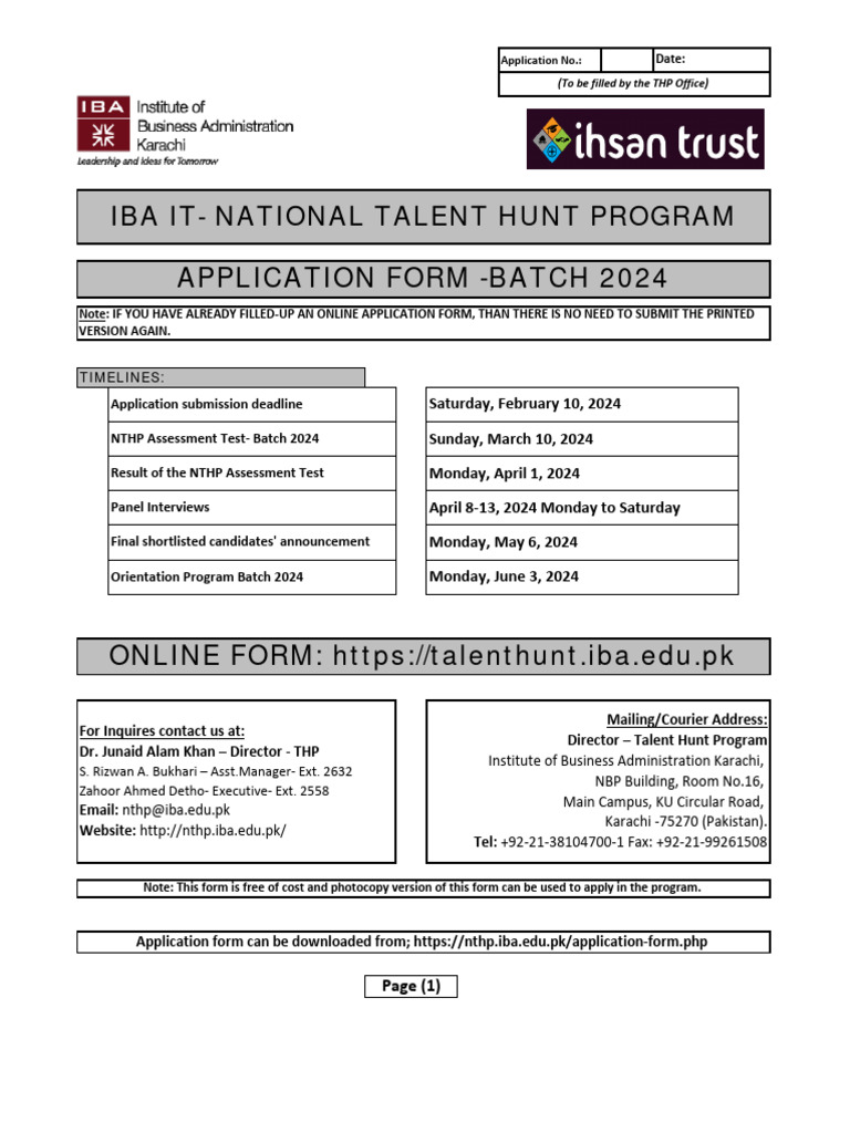 NTHP Application Form 2024 | PDF