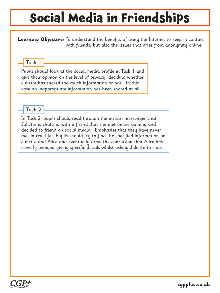 Social Media in Friendships (Years 5-6) Full Colour_CO2WAT296 | PDF | Social Media | Popular ...