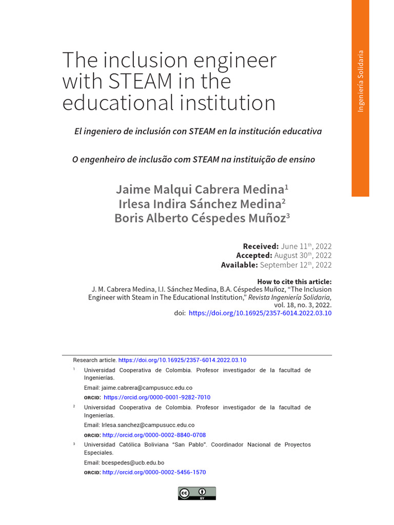 The Inclusion Engineer With STEAM in The Educational Institution | PDF ...