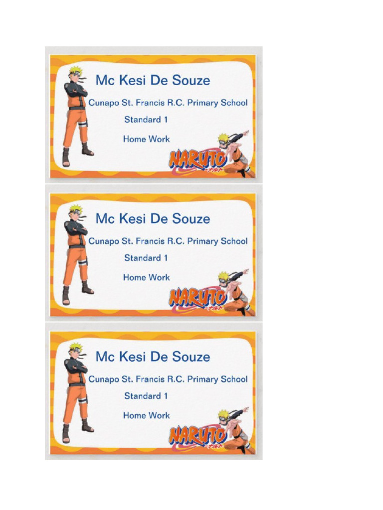 McKesi Naruto Labels | PDF