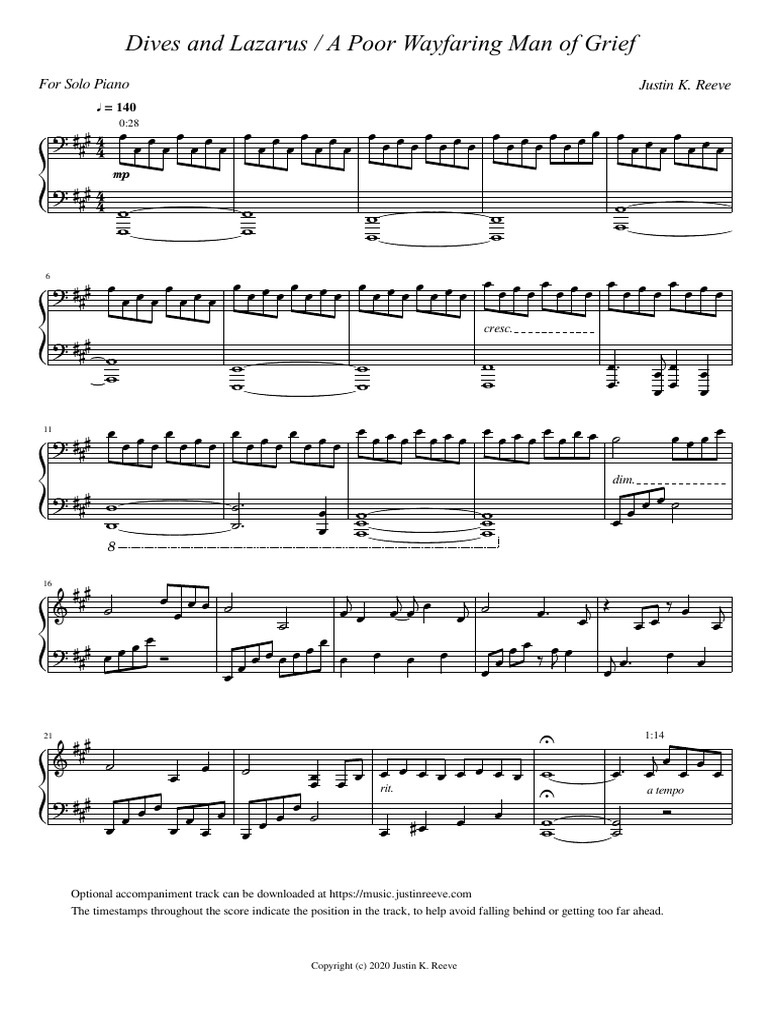 Justin K. Reeve - Dives and Lazarus A Poor Wayfaring Man of Grief | PDF