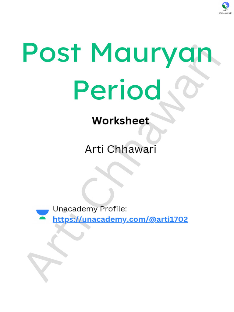 Worksheet9 Post Mauryans and Satavahanas 1709116769405 | PDF
