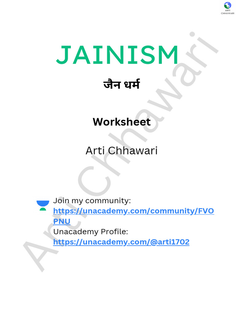 Worksheet6.2 Jainism 1709116738423 | PDF
