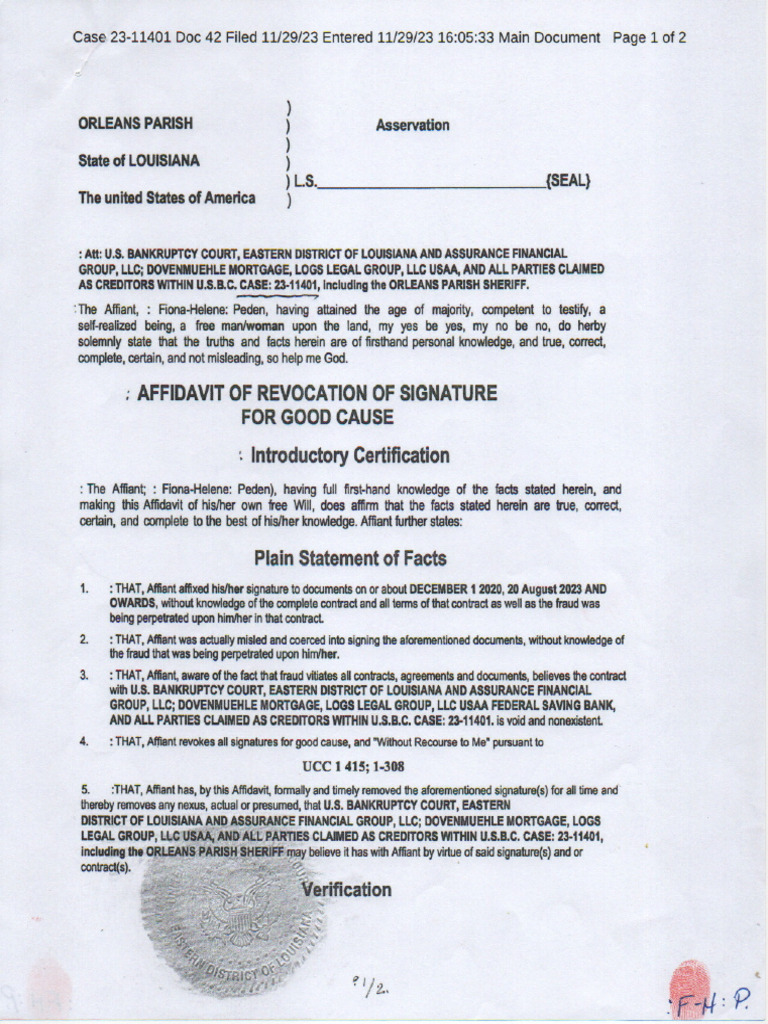 Affivdavit of REVOCATION OF SIGNATURE | PDF