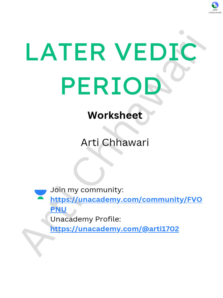 Worksheet4 Later Vedic Period 1709116692877 | PDF | Hindu Literature