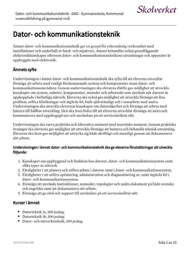 Dator - Och Kommunikationsteknik | PDF