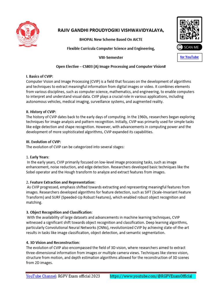 Image Processing And Computer Vision Unit 1 Pdf Computer Vision Image Segmentation