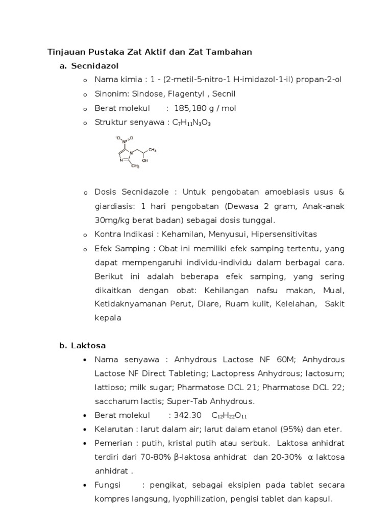 Tinjauan Pustaka Zat Aktif Dan Zat Tambahan | PDF