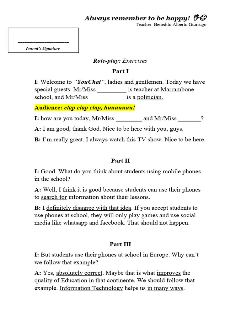 Roleplay Exercises | PDF