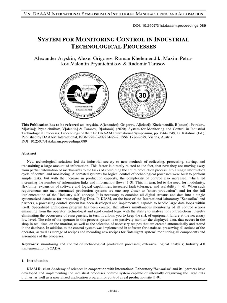 31ST Daaam International Symposium On Intelligent Manufacturing and ...