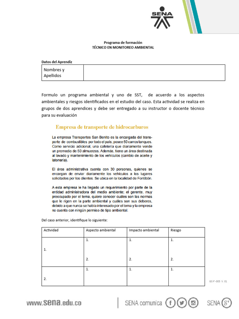 Programa de Monitoreo Ambiental SST | PDF | Tecnología