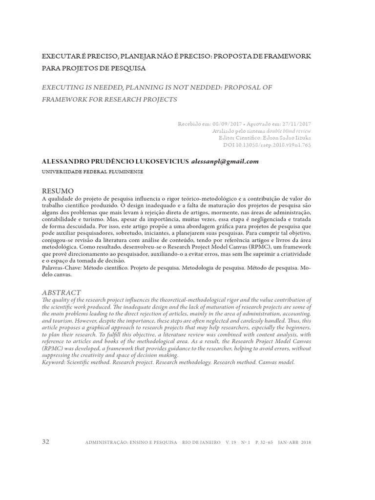 Executar É Preciso, Planejar Não É Preciso - Proposta de Framework para Projetos de Pesquisa ...