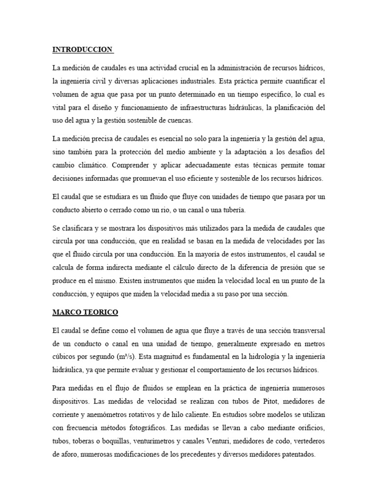 Introduccion Pract7 | PDF | Descarga (hidrología) | Medición