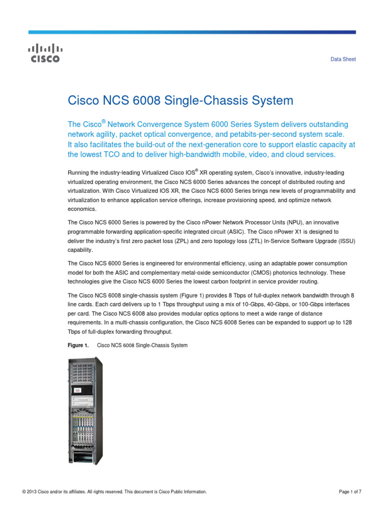 Cisco ncs6008 Single Chassis System | PDF | Networking | Multiprotocol ...