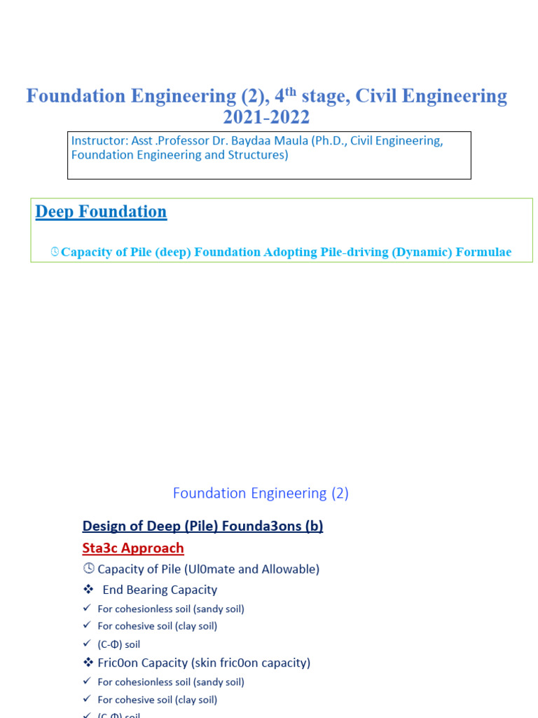 Deep Foundation Capacity Analysis Guide | PDF | Deep Foundation | Soil ...