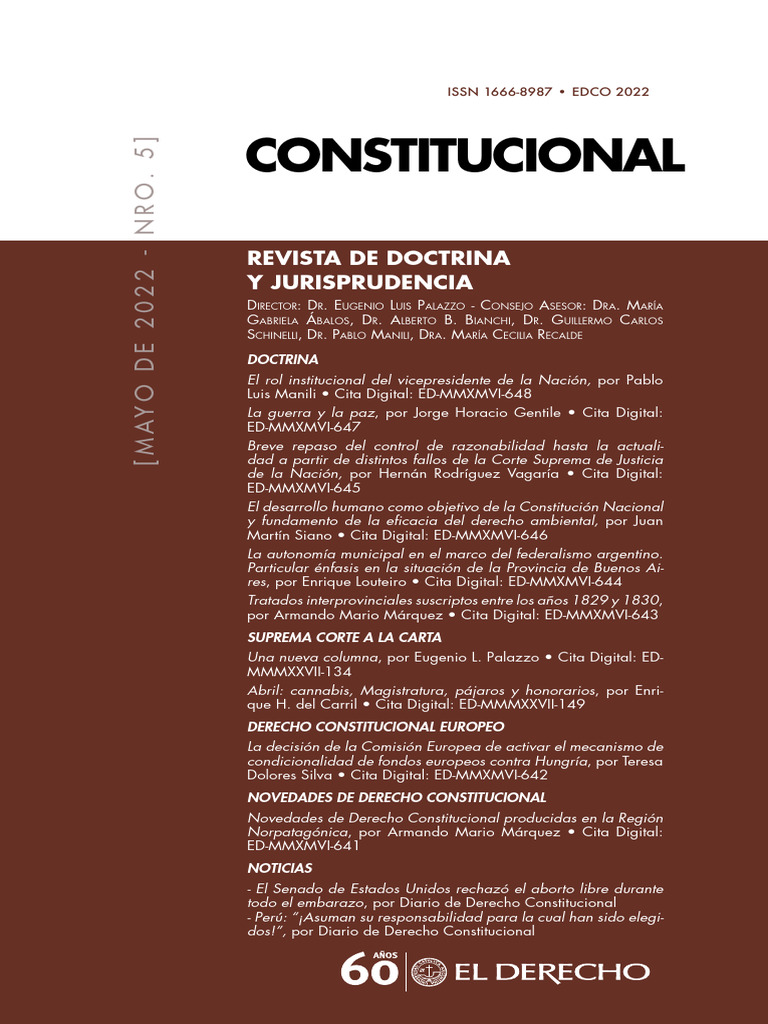 Breve Repaso Del Control de Razonabilidad Hasta La Actualidad (H. Rodriguez Vagaría - El Derecho ...