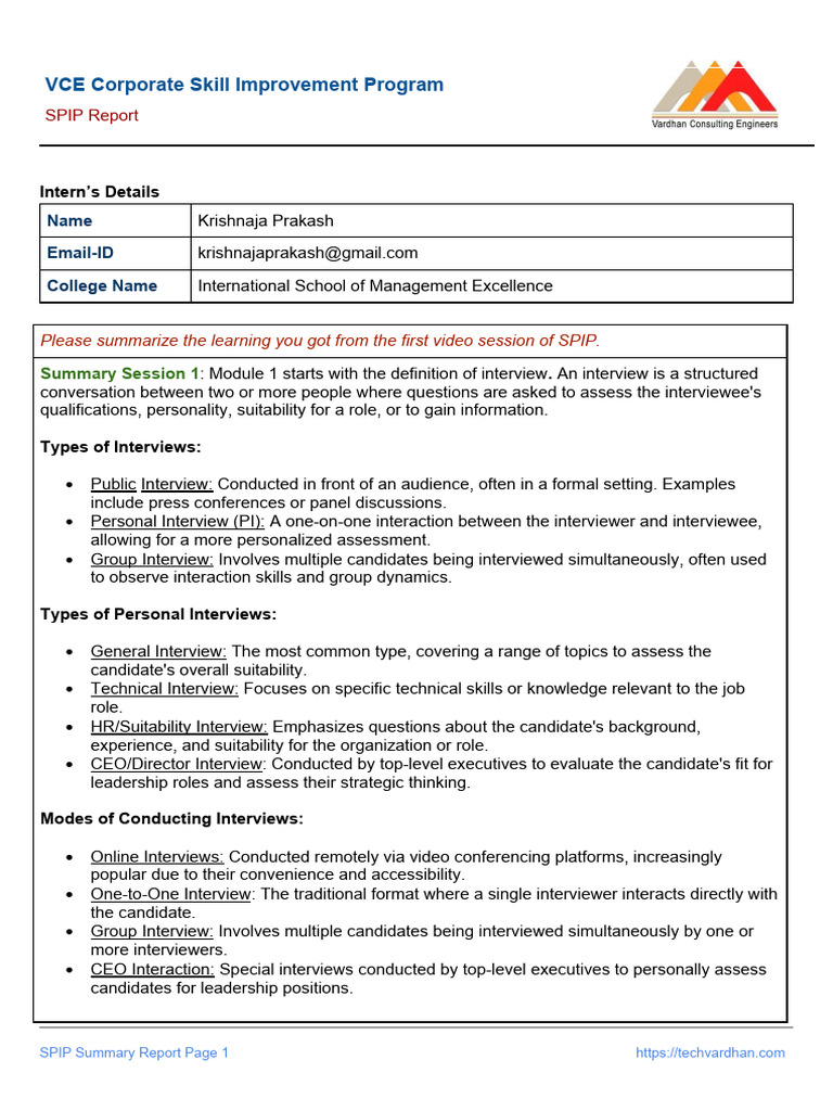 SPIP Task | PDF | Interview | Résumé