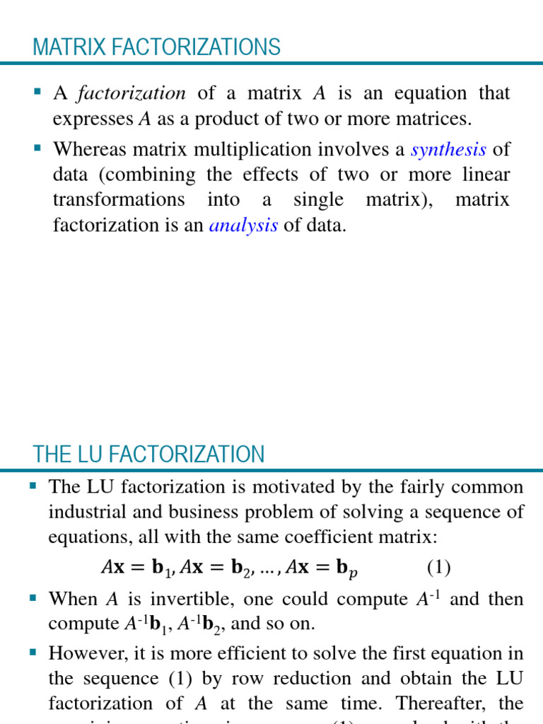 Matrix Fcatorization | PDF | Eigenvalues And Eigenvectors | Matrix (Mathematics)
