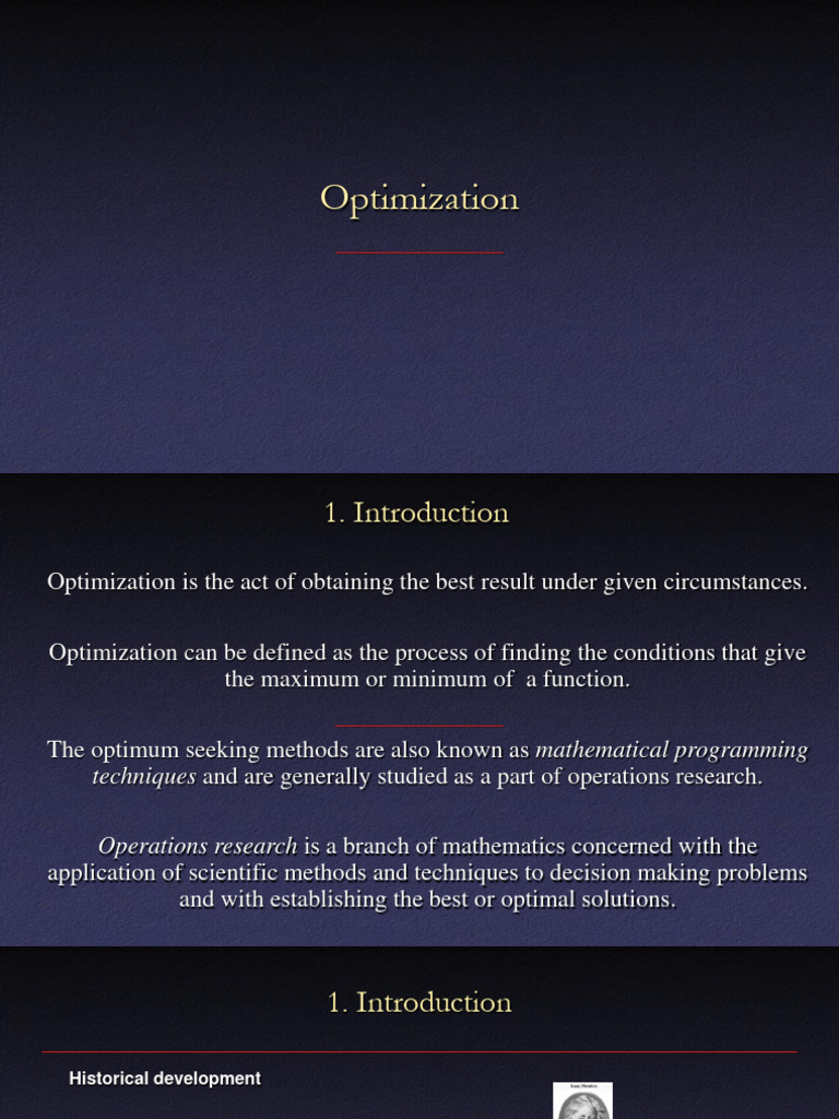 OPTIMIZATION Lecture | PDF | Mathematical Optimization | Systems Analysis