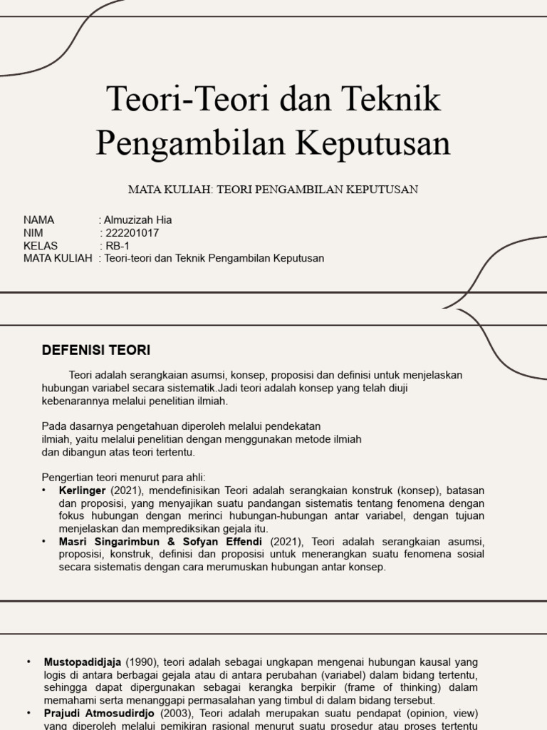 Teori dan Teknik Pengambilan Keputusan | PDF
