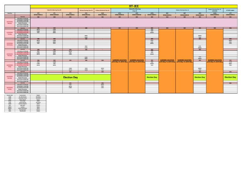 IIT JEE TIME TABLE - 20th May To 26th May | PDF | Higher Education ...