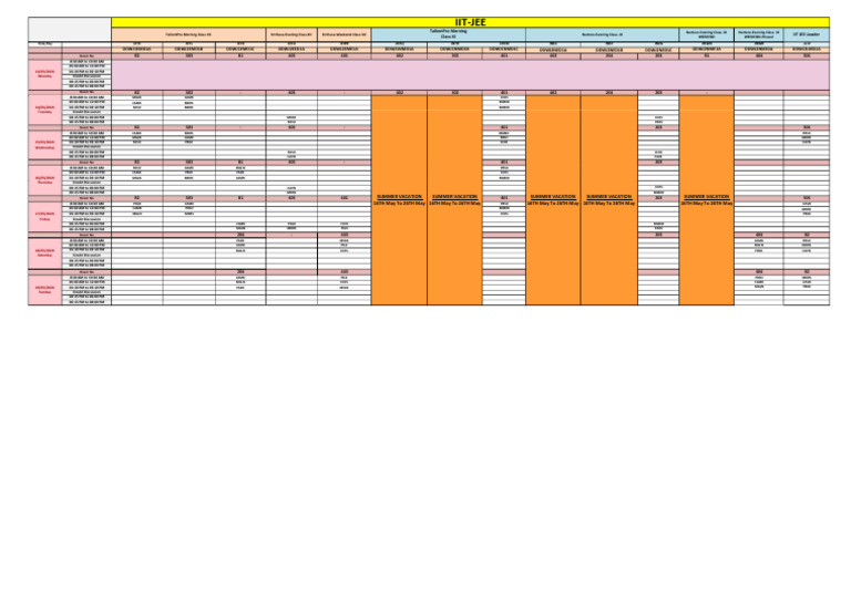 IIT JEE TIME TABLE - 13th May To 19th May 2024 | PDF