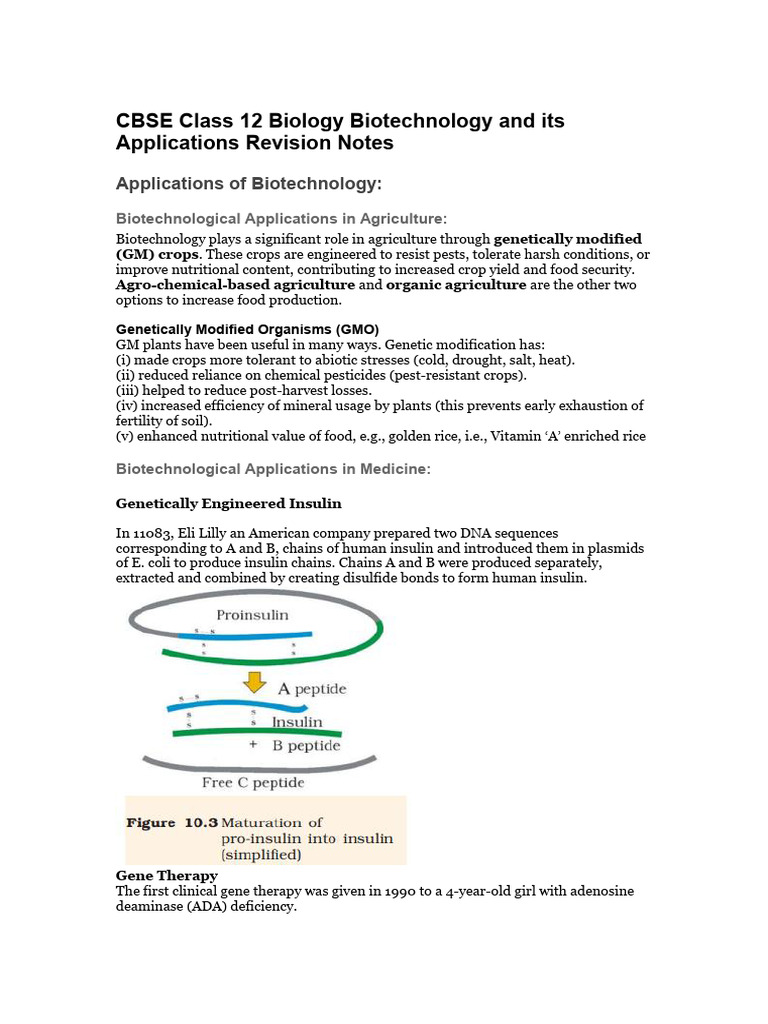 Cbse Class 12 Biology Chapter 10 Biotechnology and Its Applications ...