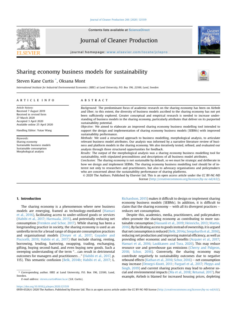 The Business Model Article | PDF | Business Model | Sharing Economy