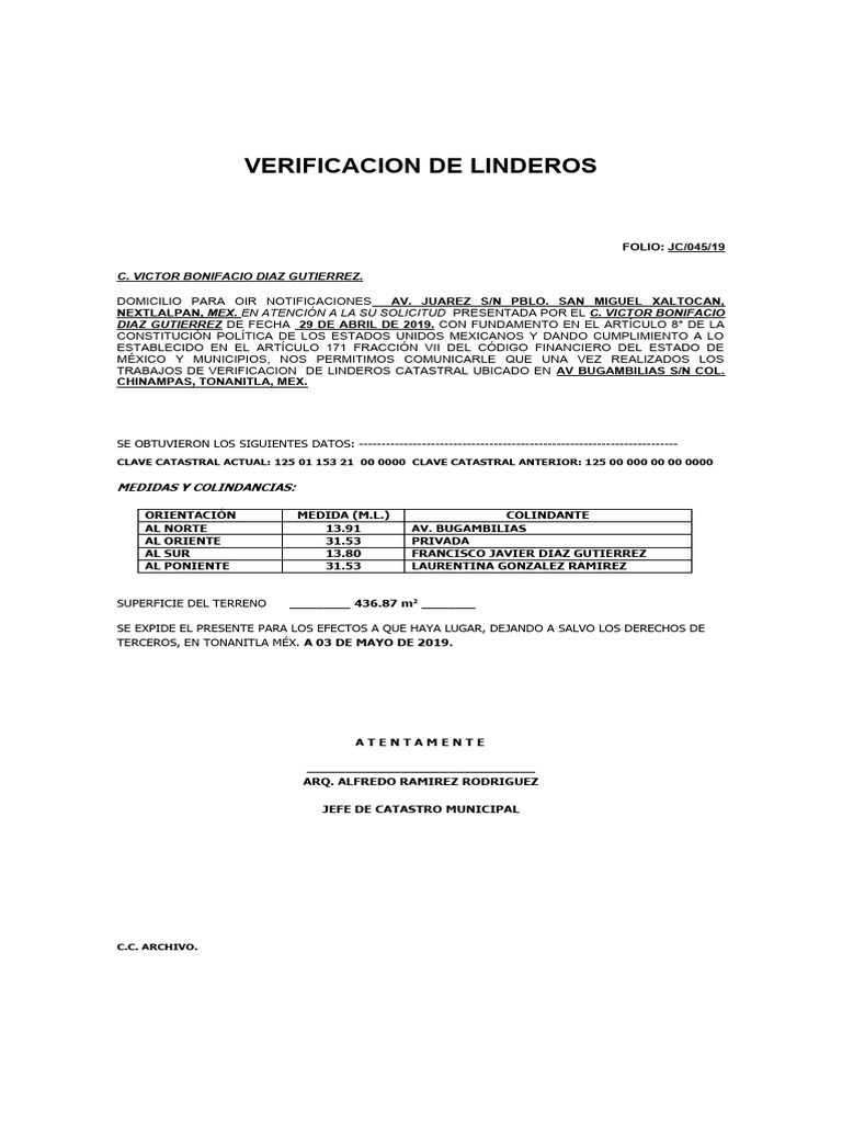 Verificacion de Linderos 1 | Descargar gratis PDF | México | Militares de mexico