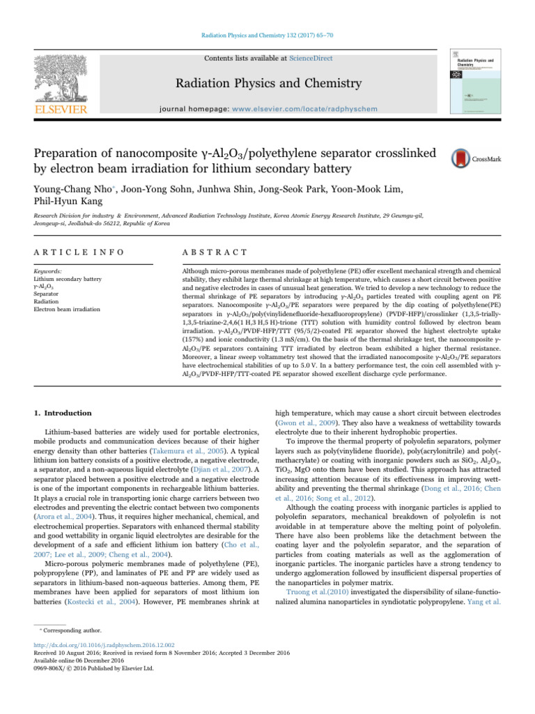 Preparation of Nanocomposite Gamma-Al2O3 PE Separator | PDF | Lithium ...