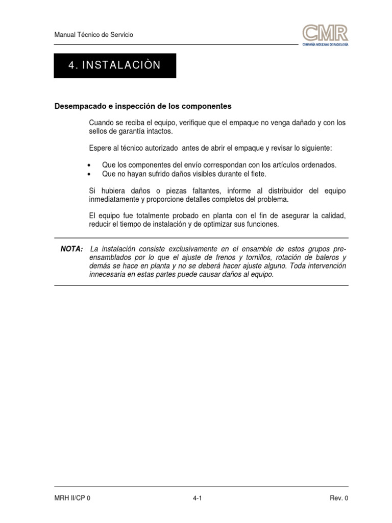 RX CMR MRH Manual de Instalacion | PDF | Tornillo | Cambiar