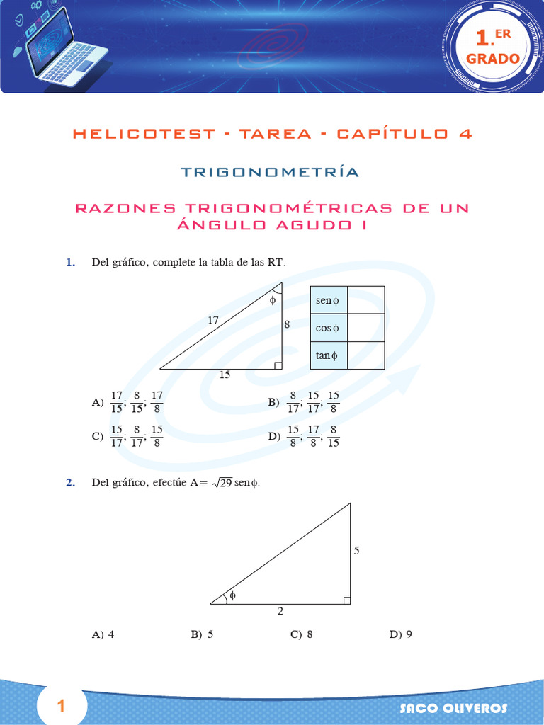 Tarea Trigonometría Capítulo 4 | PDF | Trigonometría | Geometria clasica