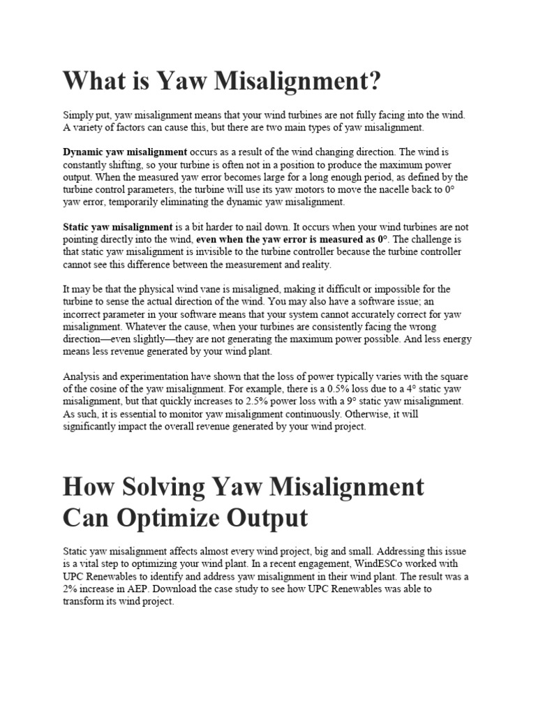 What Is Yaw Misalignment | PDF