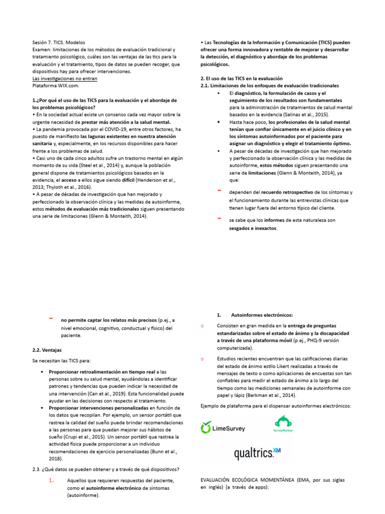 Sesion 7. Modelos. TICS | PDF | Depresión (estado de ánimo) | Trastorno mental