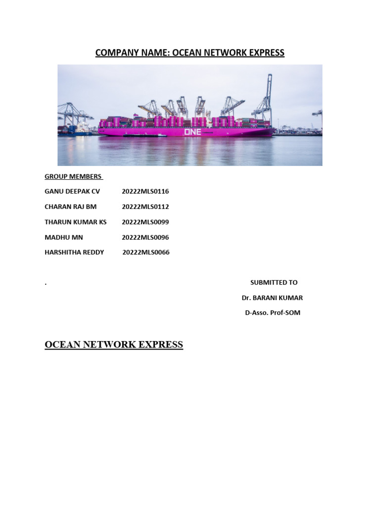 Ocean Network Express | PDF | Water Transport | Shipping