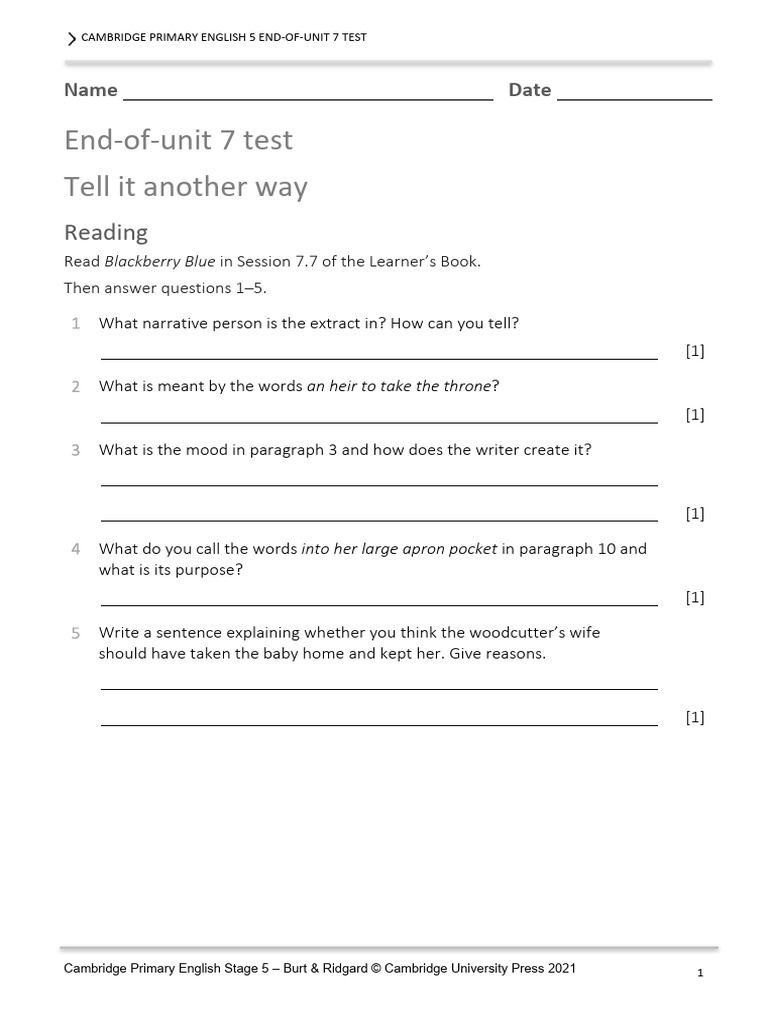 End-of-Unit 7 English Test | PDF | English Language | Linguistics