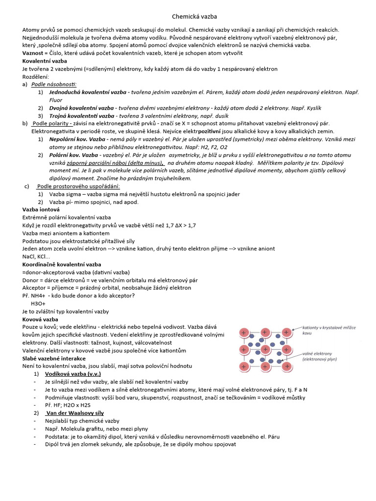Chemická Vazba - Tisk 1. PS | PDF