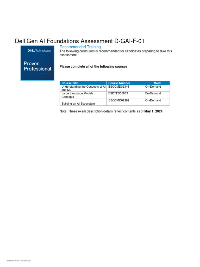 D-GAI-F-01 Recommended Training | PDF