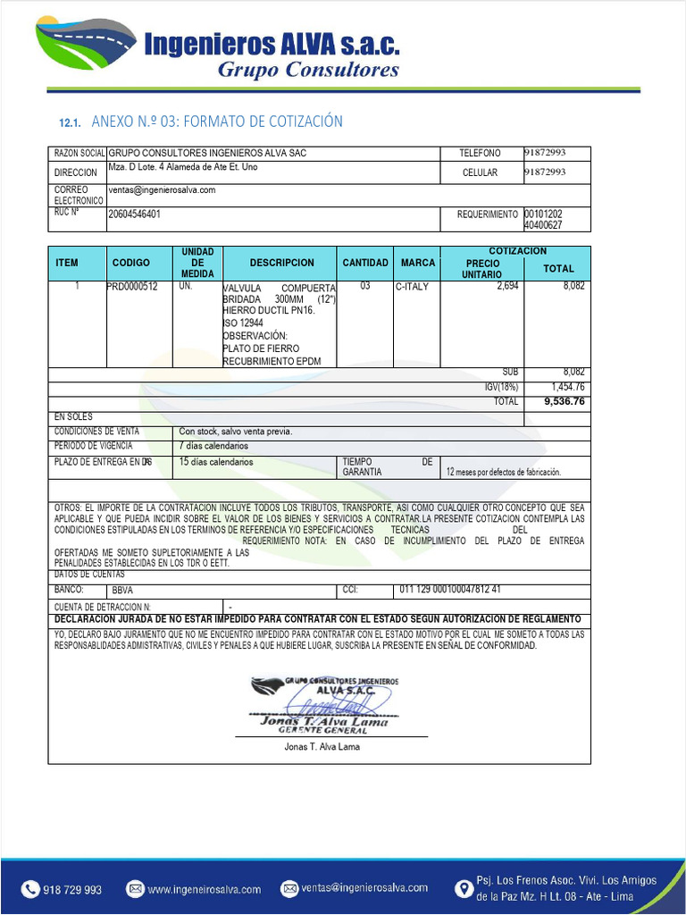 Válvula Compuerta de 300 MM Gcia | PDF