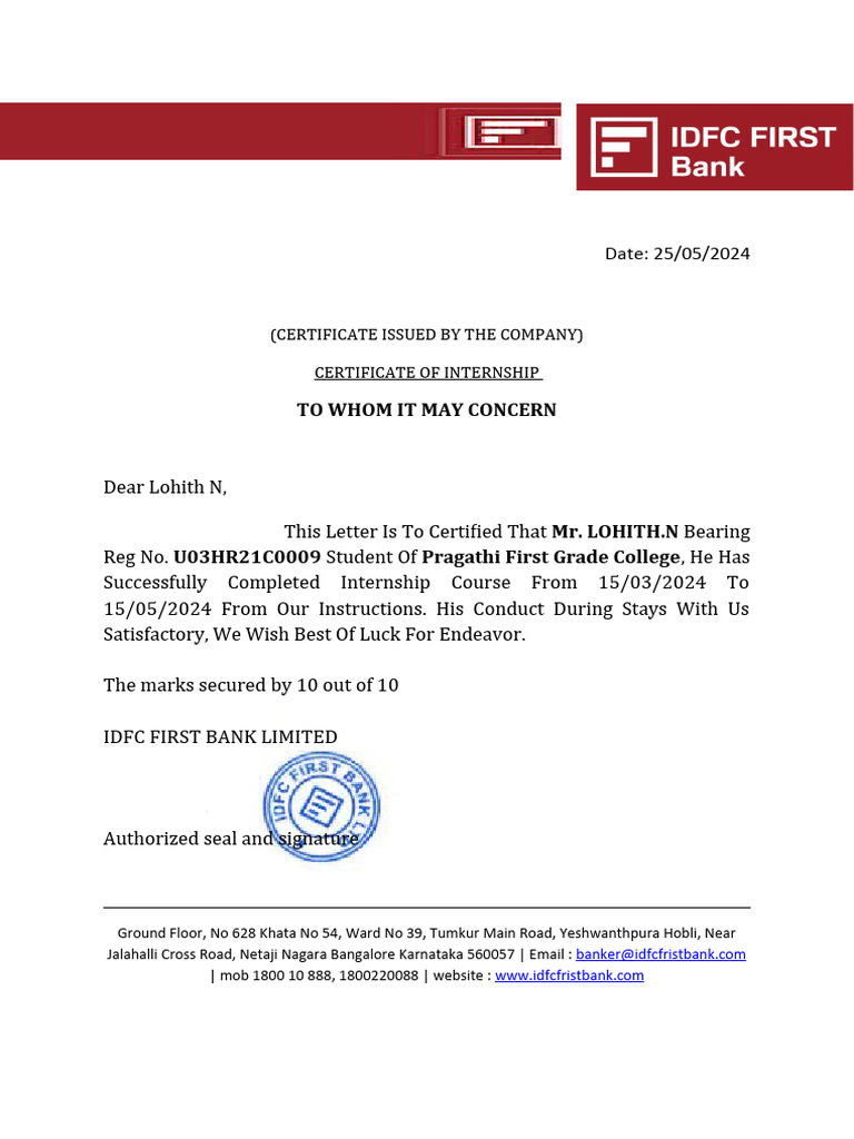 Idfc Bank | PDF | Finance & Money Management