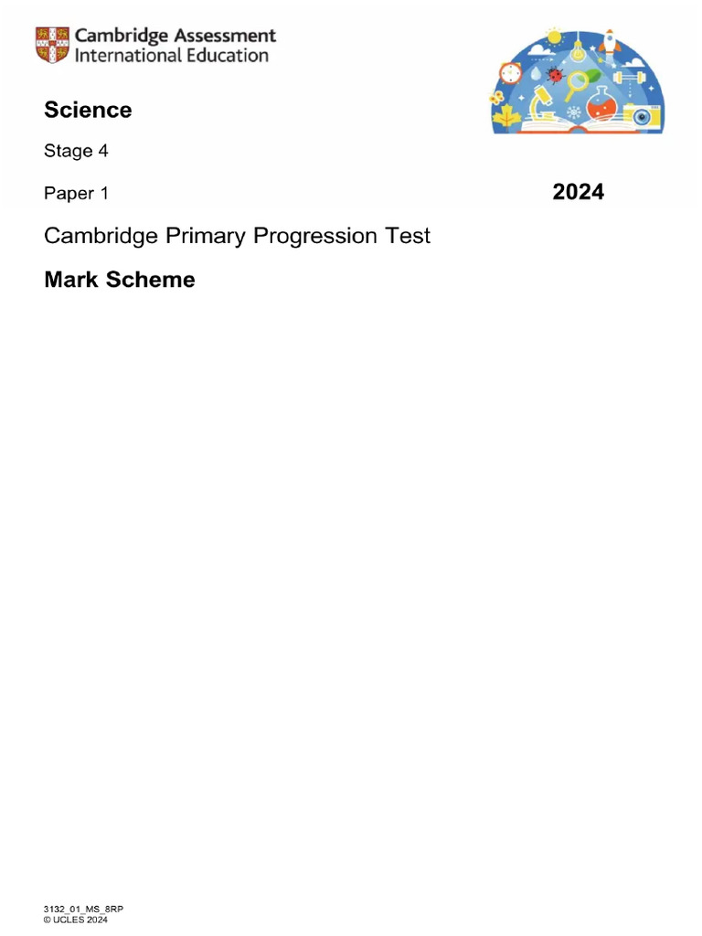 Science Stage 4 Paper 1 Mark Scheme | PDF