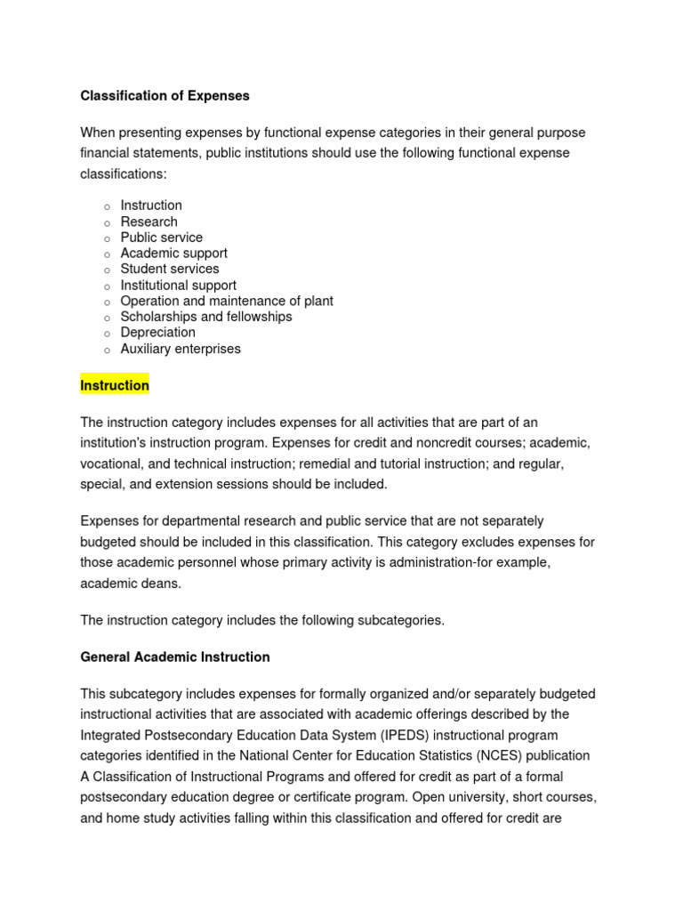 NACUBO Classification of Expenses | PDF | Expense | Depreciation