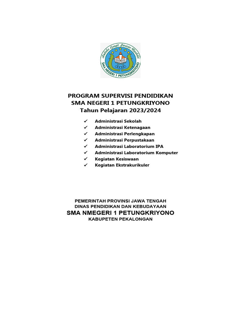 Program Supervisi Pendidikan 2023-2024 | PDF
