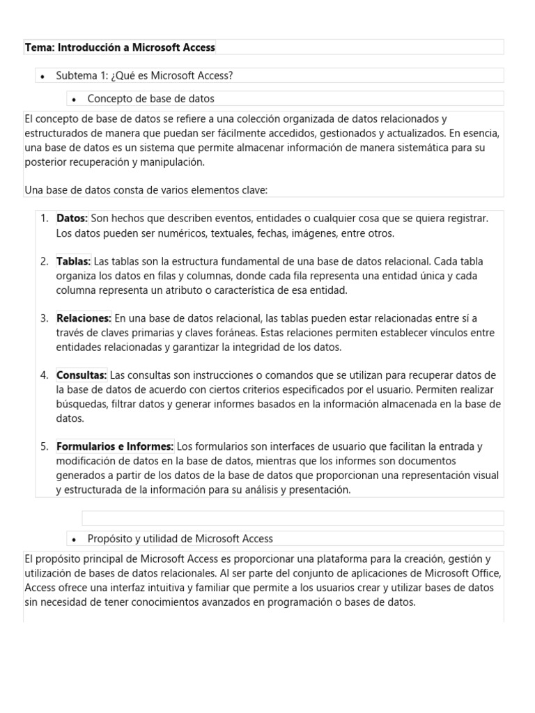 Conceptos Básicos Access | PDF | Bases de datos | Microsoft Office